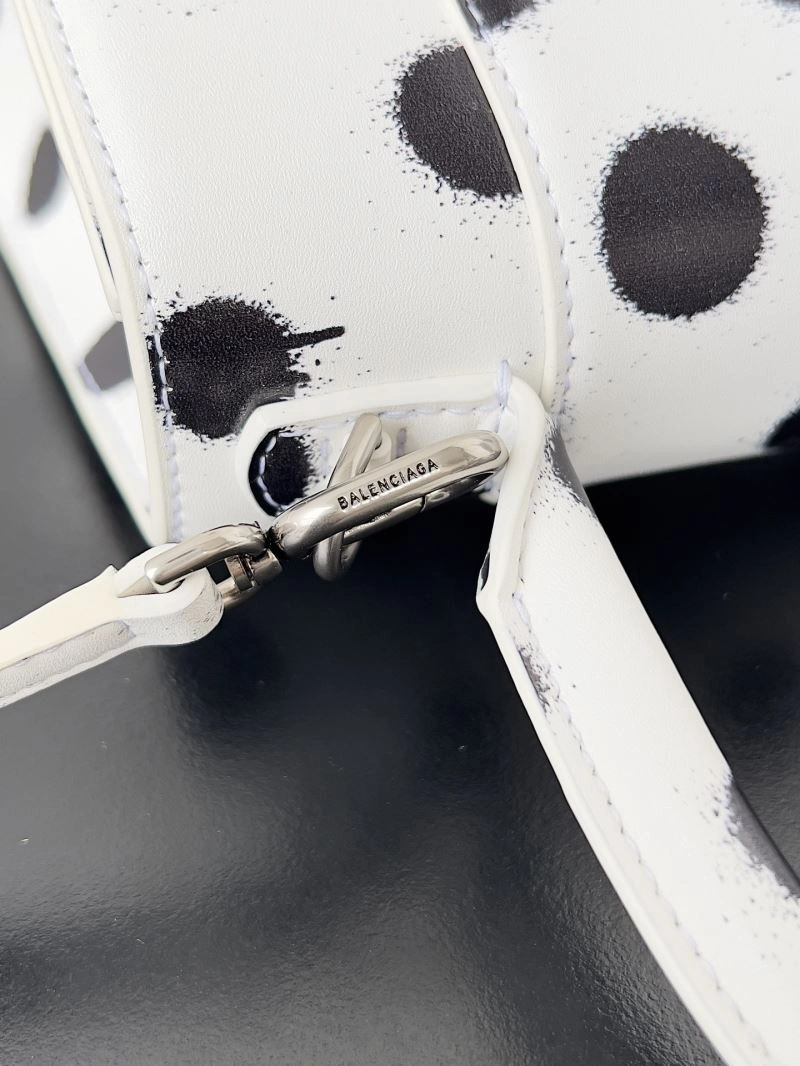 Legit Balenciaga Crescent Moon Hourglass Bag - Polka Dot White