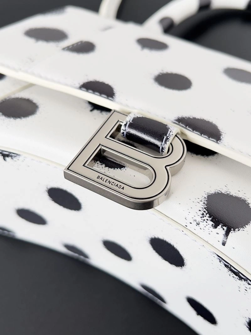 Legit Balenciaga Crescent Moon Hourglass Bag - Polka Dot White