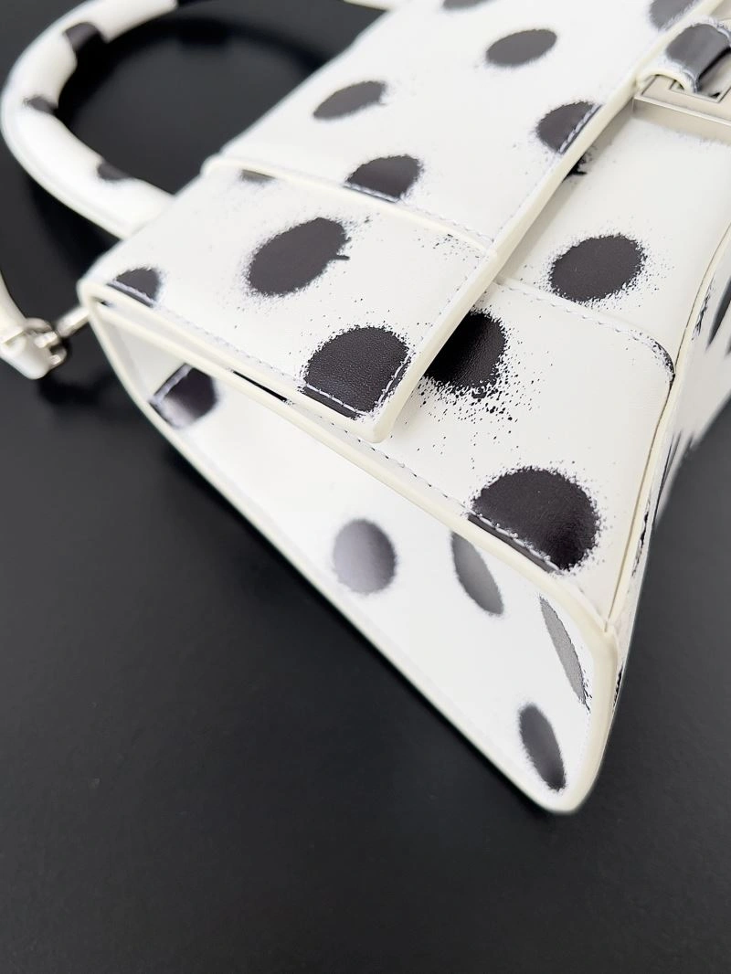 Legit Balenciaga Crescent Moon Hourglass Bag - Polka Dot White