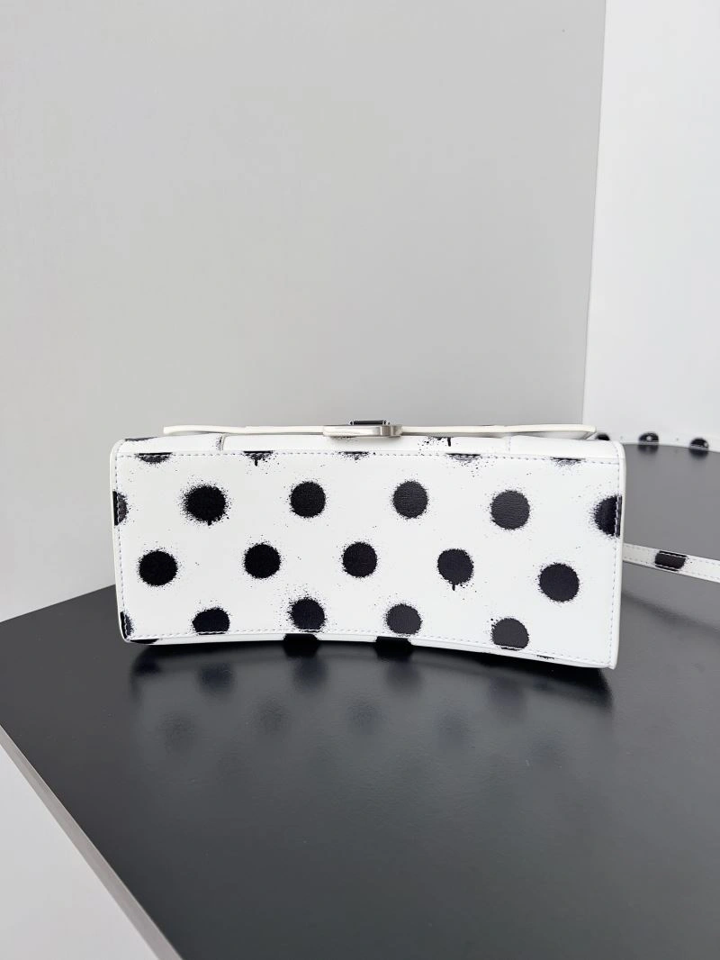 Legit Balenciaga Crescent Moon Hourglass Bag - Polka Dot White