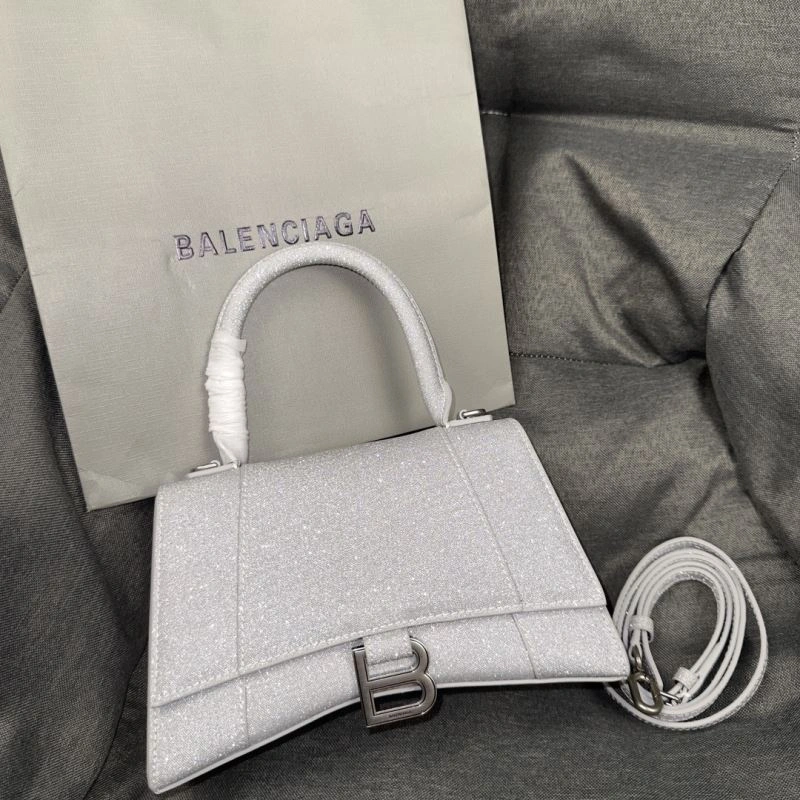 Balenciaga Crescent Moon Shiny Hourglass Bag in Silver