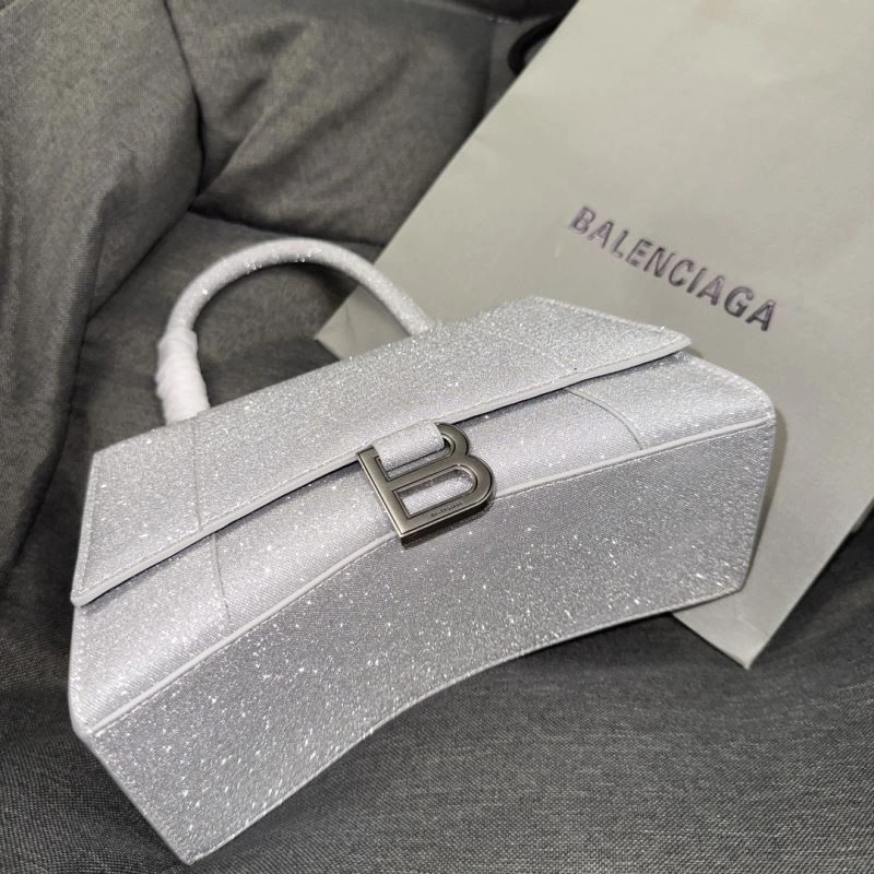 Original Balenciaga Crescent Moon Shiny Hourglass Bag in Silver