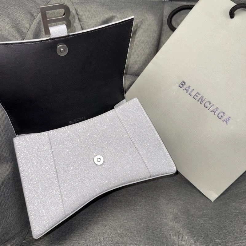 Original Balenciaga Crescent Moon Shiny Hourglass Bag in Silver
