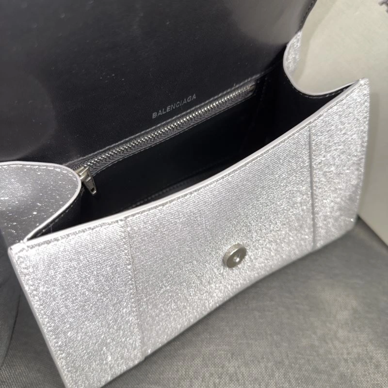 Original Balenciaga Crescent Moon Shiny Hourglass Bag in Silver