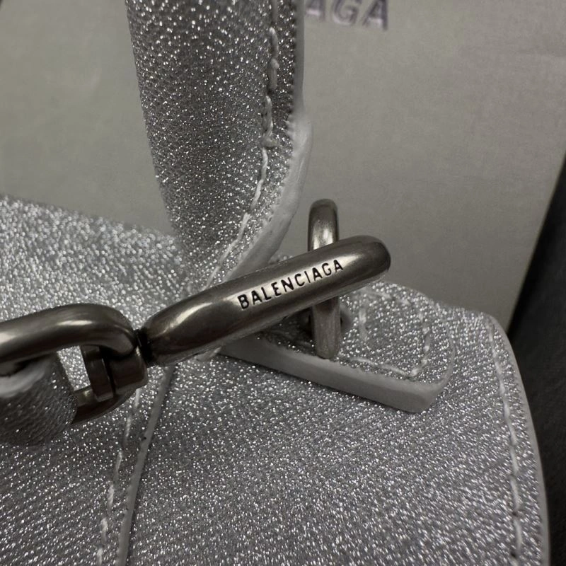 Original Balenciaga Crescent Moon Shiny Hourglass Bag in Silver