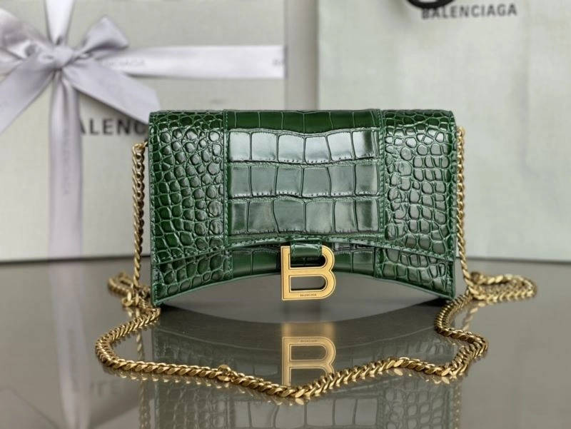 Balenciaga Crocodile Dark Green Hourglass Chain Bag