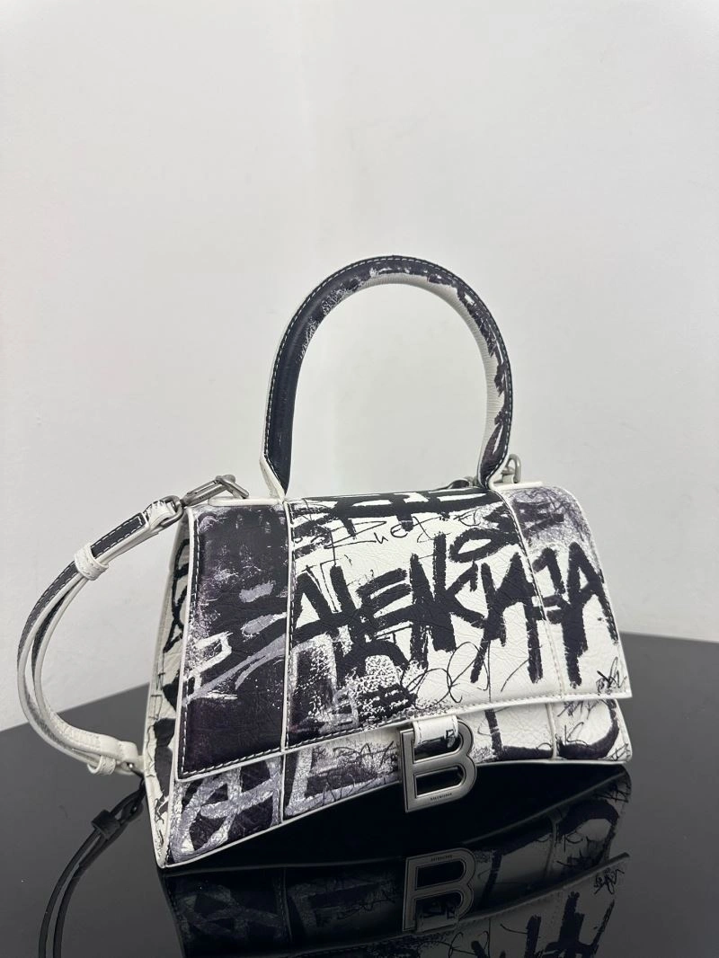OEM Balenciaga Crocodile-Embossed Hourglass Bag - White S Size