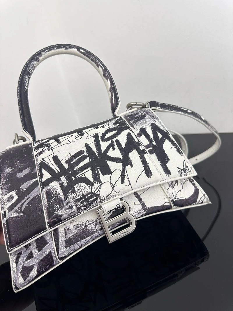 OEM Balenciaga Crocodile-Embossed Hourglass Bag - White S Size