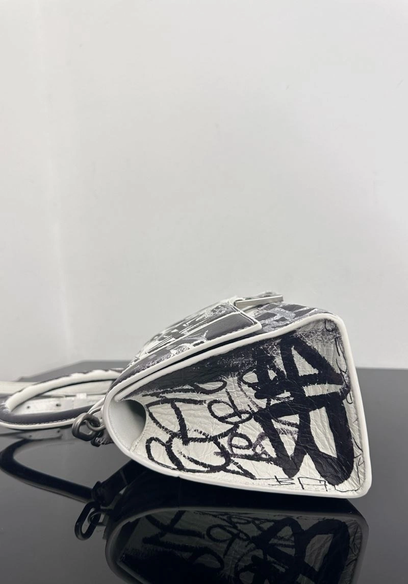 OEM Balenciaga Crocodile-Embossed Hourglass Bag - White S Size