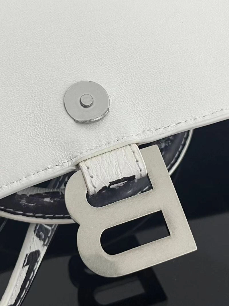 OEM Balenciaga Crocodile-Embossed Hourglass Bag - White S Size