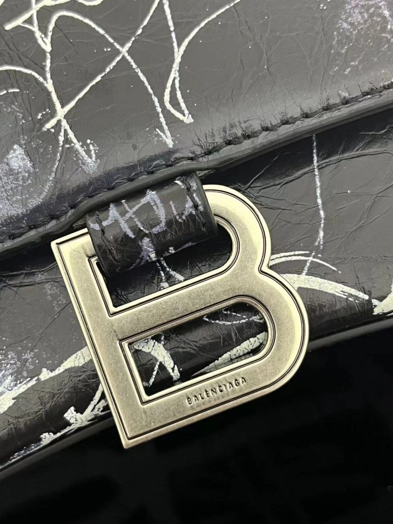Exact replica Balenciaga Crocodile-Embossed Leather Hourglass Bag - Size S