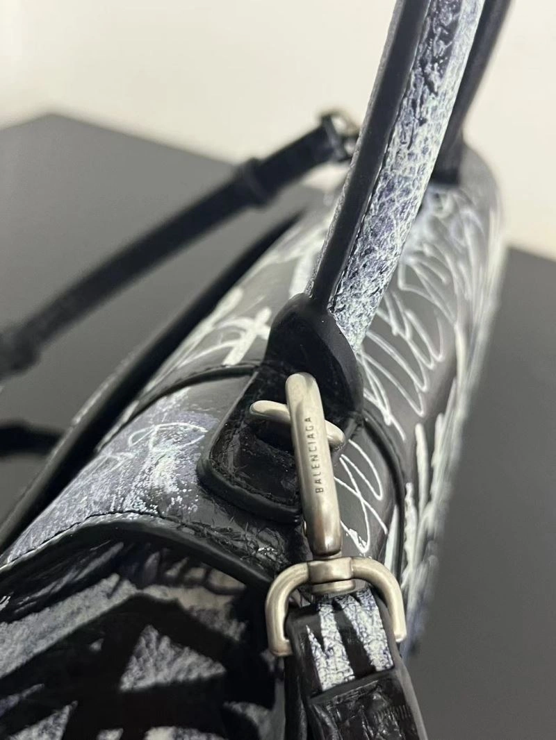 Exact replica Balenciaga Crocodile-Embossed Leather Hourglass Bag - Size S