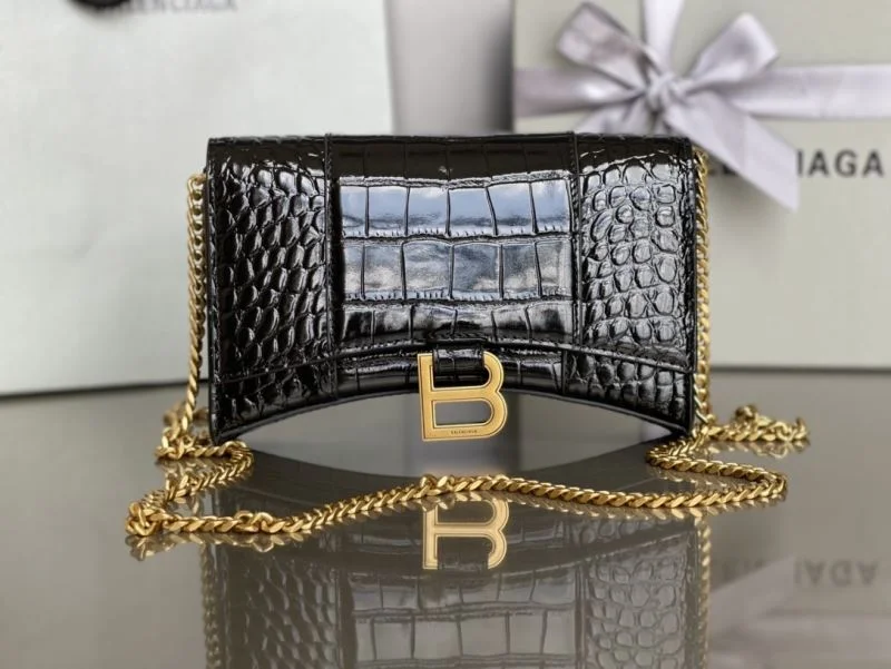 Balenciaga Crocodile Gold Buckle Hourglass Chain Bag byBalenciaga