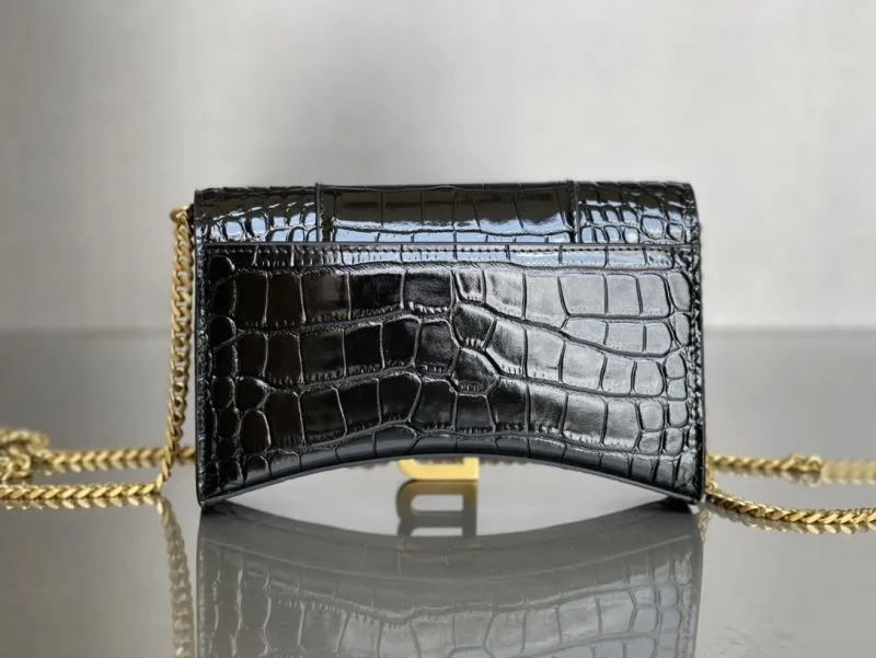 Indistinguishable Balenciaga Crocodile Gold Buckle Hourglass Chain Bag byBalenciaga