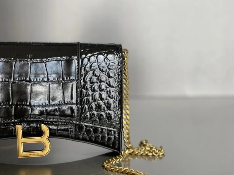 Indistinguishable Balenciaga Crocodile Gold Buckle Hourglass Chain Bag byBalenciaga