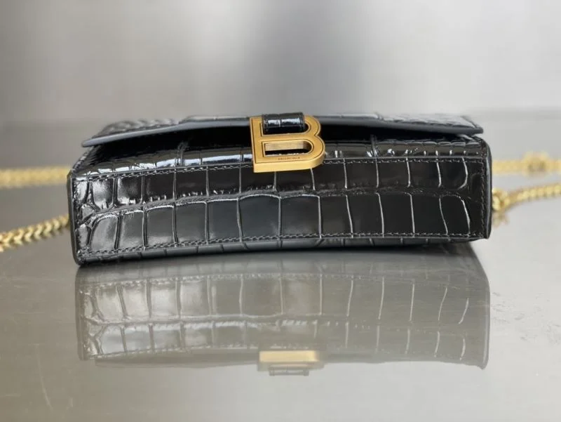 Indistinguishable Balenciaga Crocodile Gold Buckle Hourglass Chain Bag byBalenciaga