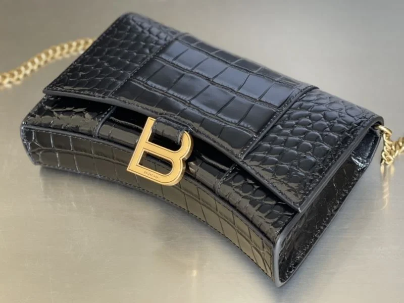 Indistinguishable Balenciaga Crocodile Gold Buckle Hourglass Chain Bag byBalenciaga