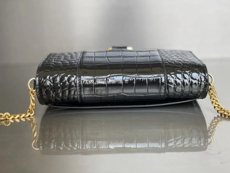 Indistinguishable Balenciaga Crocodile Gold Buckle Hourglass Chain Bag byBalenciaga