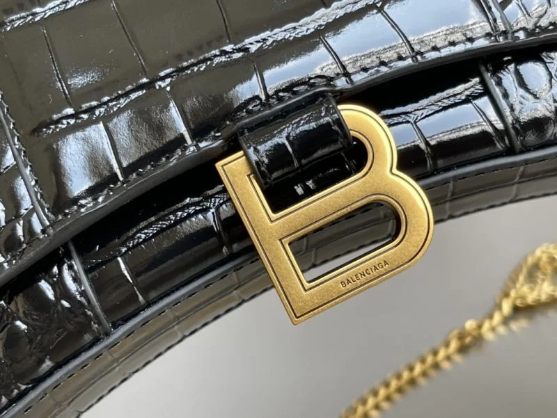 Indistinguishable Balenciaga Crocodile Gold Buckle Hourglass Chain Bag byBalenciaga