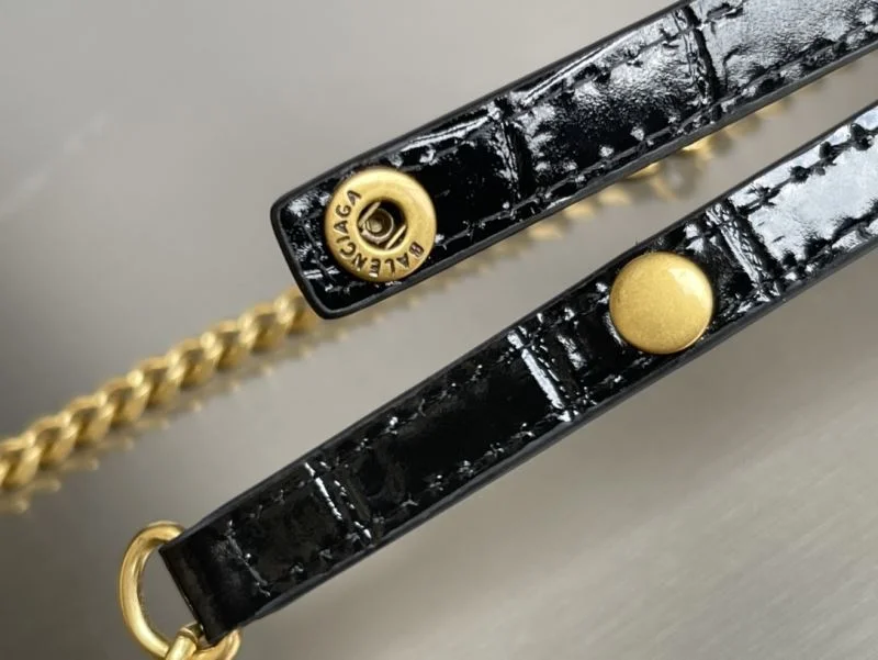 Indistinguishable Balenciaga Crocodile Gold Buckle Hourglass Chain Bag byBalenciaga