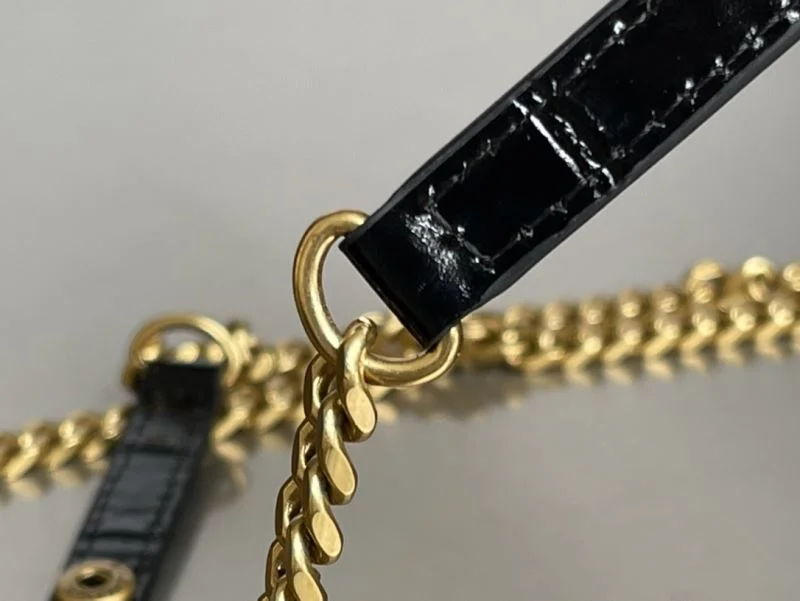 Indistinguishable Balenciaga Crocodile Gold Buckle Hourglass Chain Bag byBalenciaga