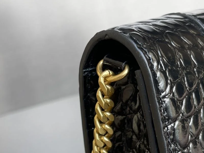Indistinguishable Balenciaga Crocodile Gold Buckle Hourglass Chain Bag byBalenciaga