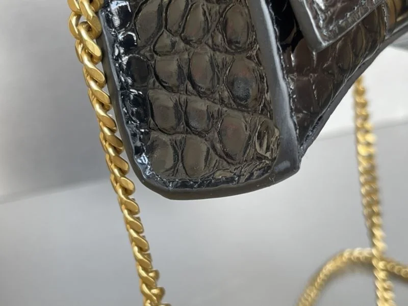 Indistinguishable Balenciaga Crocodile Gold Buckle Hourglass Chain Bag byBalenciaga
