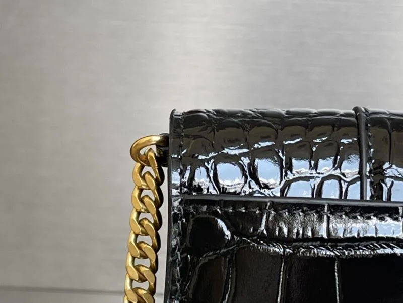 Indistinguishable Balenciaga Crocodile Gold Buckle Hourglass Chain Bag byBalenciaga