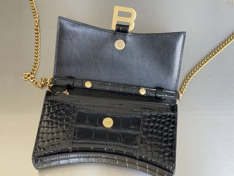 Indistinguishable Balenciaga Crocodile Gold Buckle Hourglass Chain Bag byBalenciaga