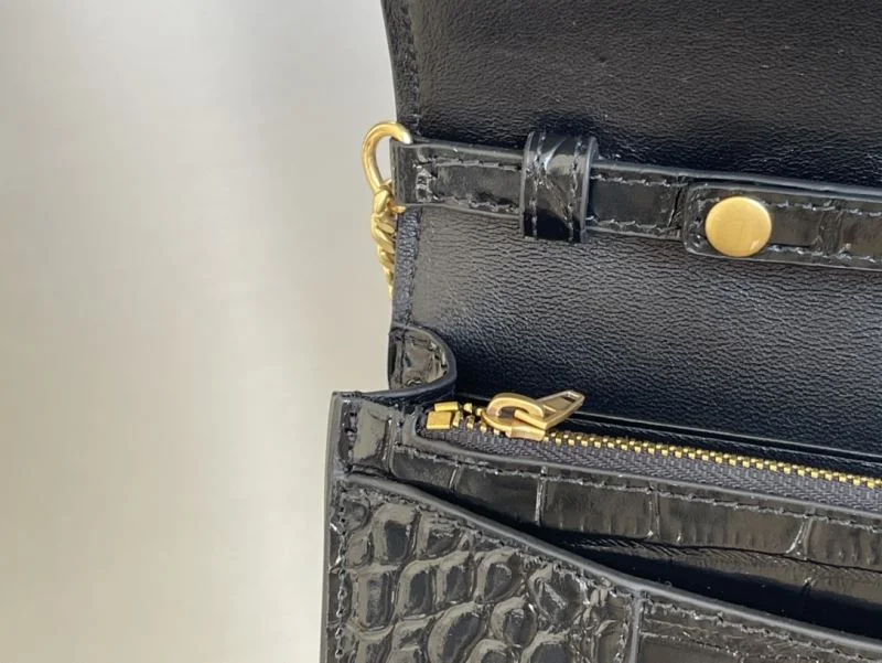 Indistinguishable Balenciaga Crocodile Gold Buckle Hourglass Chain Bag byBalenciaga