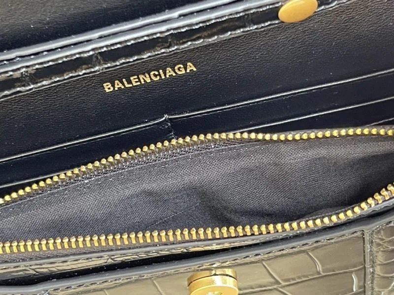 Indistinguishable Balenciaga Crocodile Gold Buckle Hourglass Chain Bag byBalenciaga