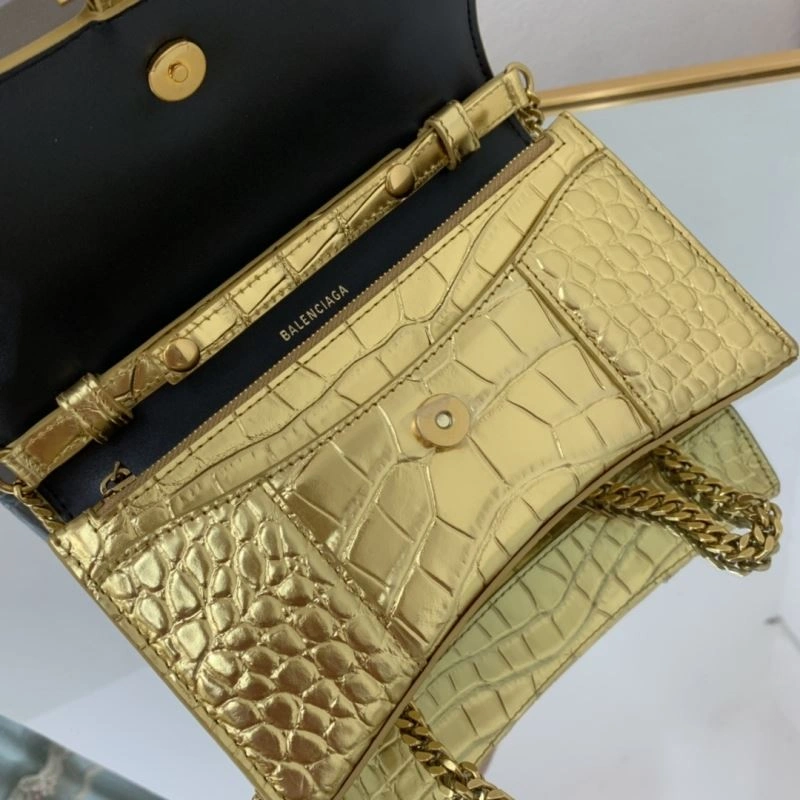 Genuine Balenciaga Crocodile Gold Heavyweight Hourglass Chain Bag
