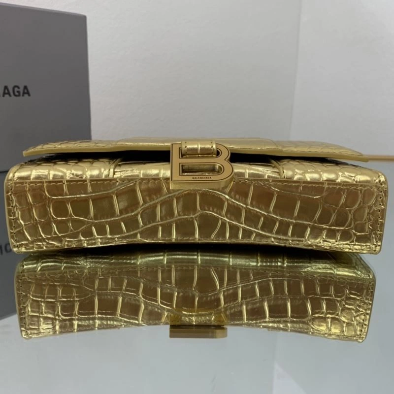 Genuine Balenciaga Crocodile Gold Heavyweight Hourglass Chain Bag