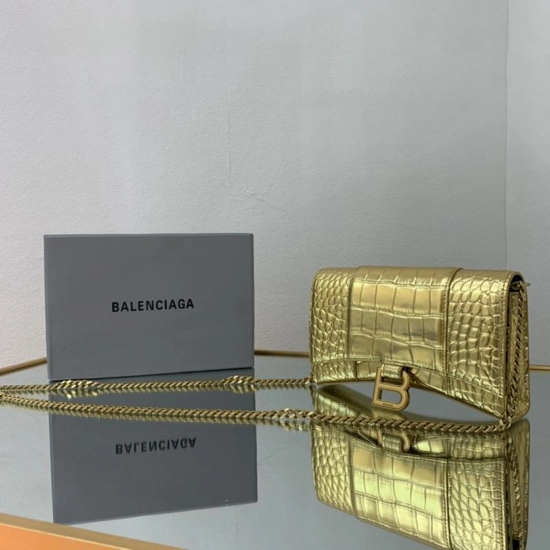 Genuine Balenciaga Crocodile Gold Heavyweight Hourglass Chain Bag