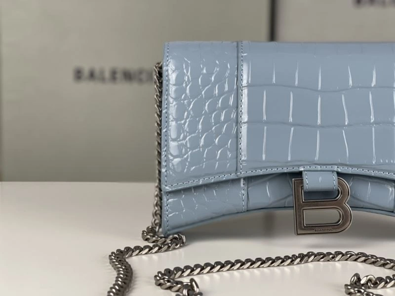 Perfect replica Balenciaga Crocodile Gray Blue Hourglass Chain Bag