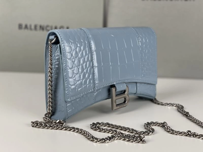 Perfect replica Balenciaga Crocodile Gray Blue Hourglass Chain Bag