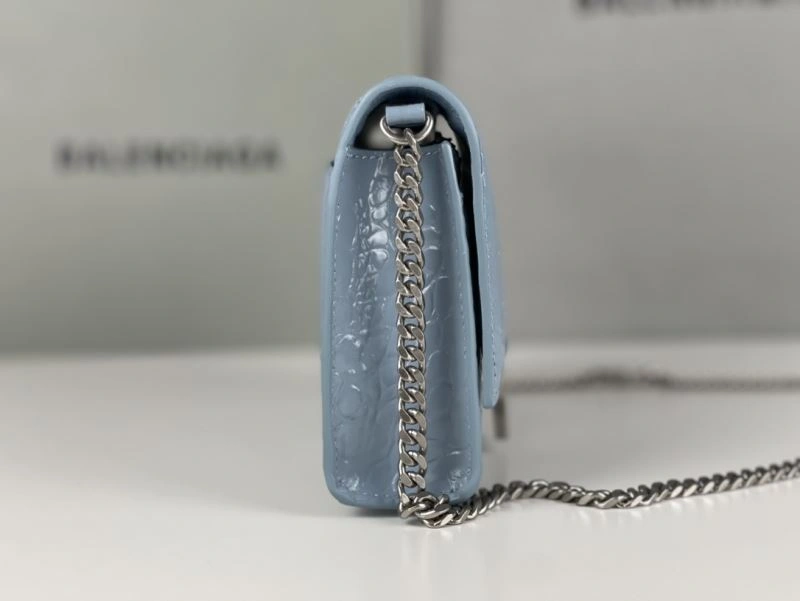 Perfect replica Balenciaga Crocodile Gray Blue Hourglass Chain Bag