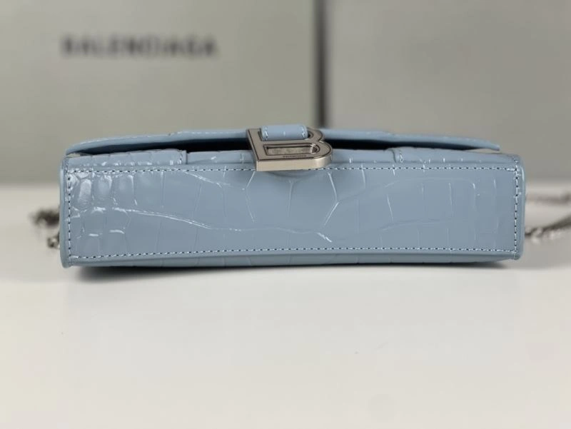 Perfect replica Balenciaga Crocodile Gray Blue Hourglass Chain Bag