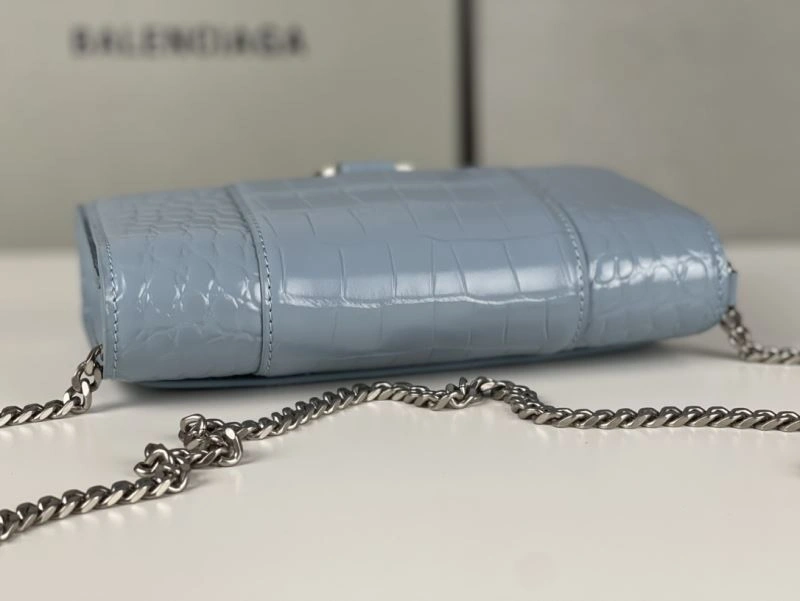 Perfect replica Balenciaga Crocodile Gray Blue Hourglass Chain Bag