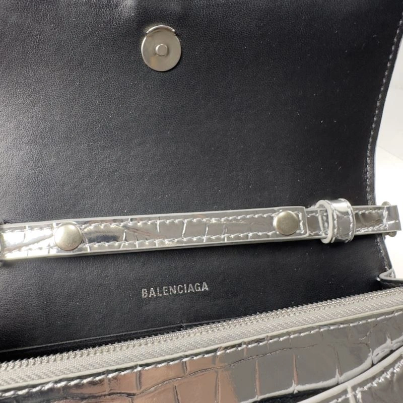 Cut-rate Balenciaga Crocodile Hourglass Chain Bag with Silver Buckle
