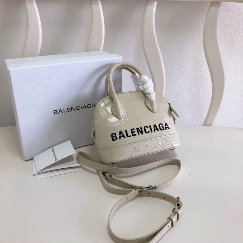 Affordable Balenciaga Crocodile Mini Shell Bag in Light Beige