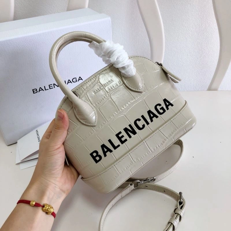 Affordable Balenciaga Crocodile Mini Shell Bag in Light Beige