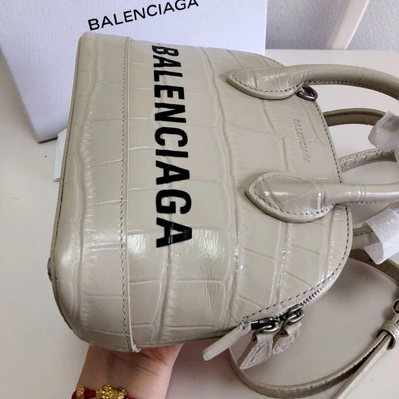 Affordable Balenciaga Crocodile Mini Shell Bag in Light Beige