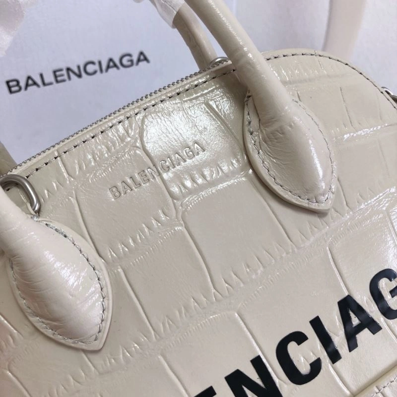 Affordable Balenciaga Crocodile Mini Shell Bag in Light Beige