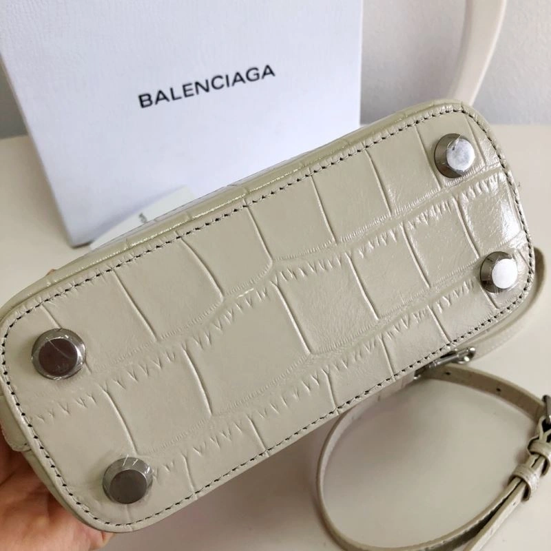 Affordable Balenciaga Crocodile Mini Shell Bag in Light Beige