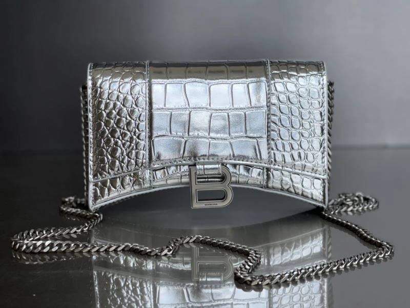 Low-cost Balenciaga Crocodile Silver Hourglass Chain Bag with B-Shaped Pull Tab
