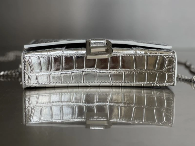 Low-cost Balenciaga Crocodile Silver Hourglass Chain Bag with B-Shaped Pull Tab