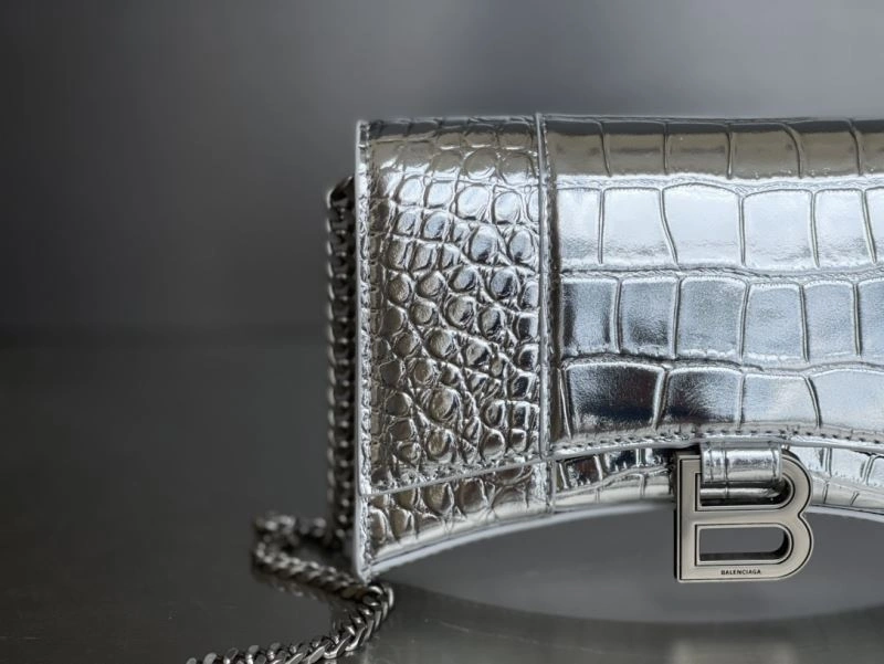 Low-cost Balenciaga Crocodile Silver Hourglass Chain Bag with B-Shaped Pull Tab