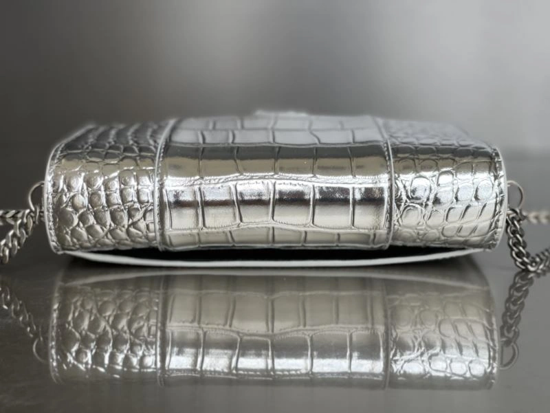 Low-cost Balenciaga Crocodile Silver Hourglass Chain Bag with B-Shaped Pull Tab