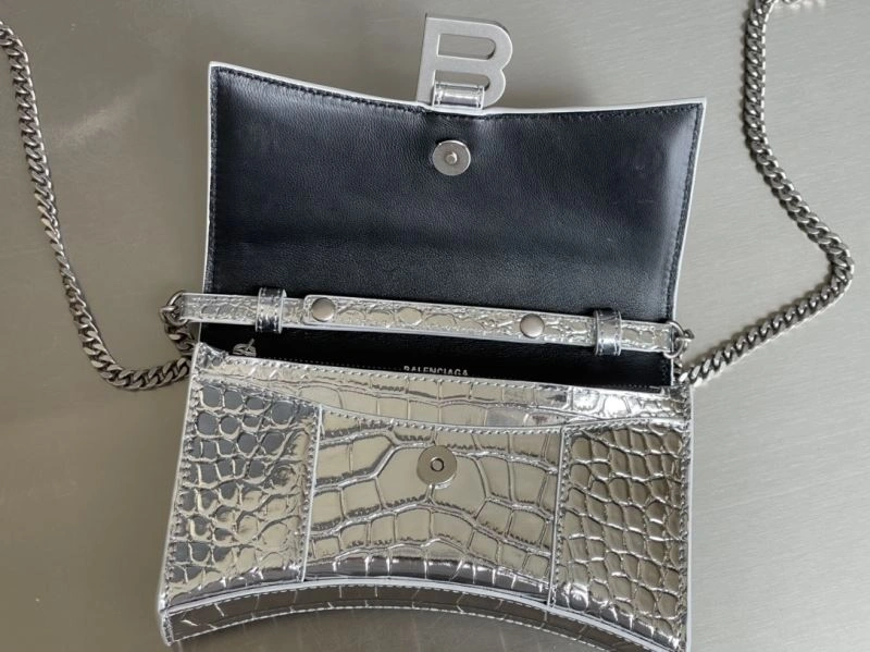 Low-cost Balenciaga Crocodile Silver Hourglass Chain Bag with B-Shaped Pull Tab